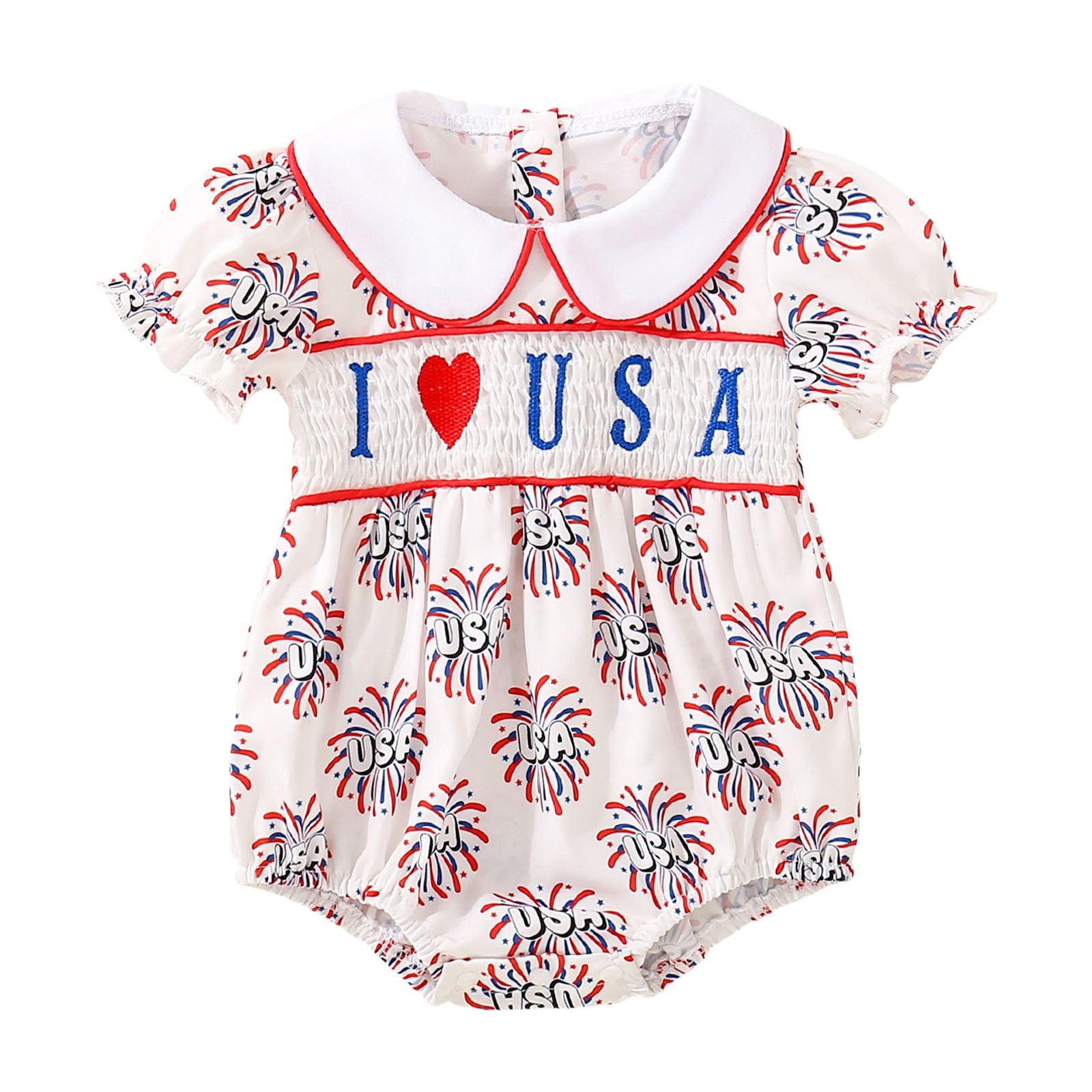 Gvdentm 4th Of July Baby Girl Outfits My First Fourth Of July Onesie Usa Bubble Romper Newborn ...