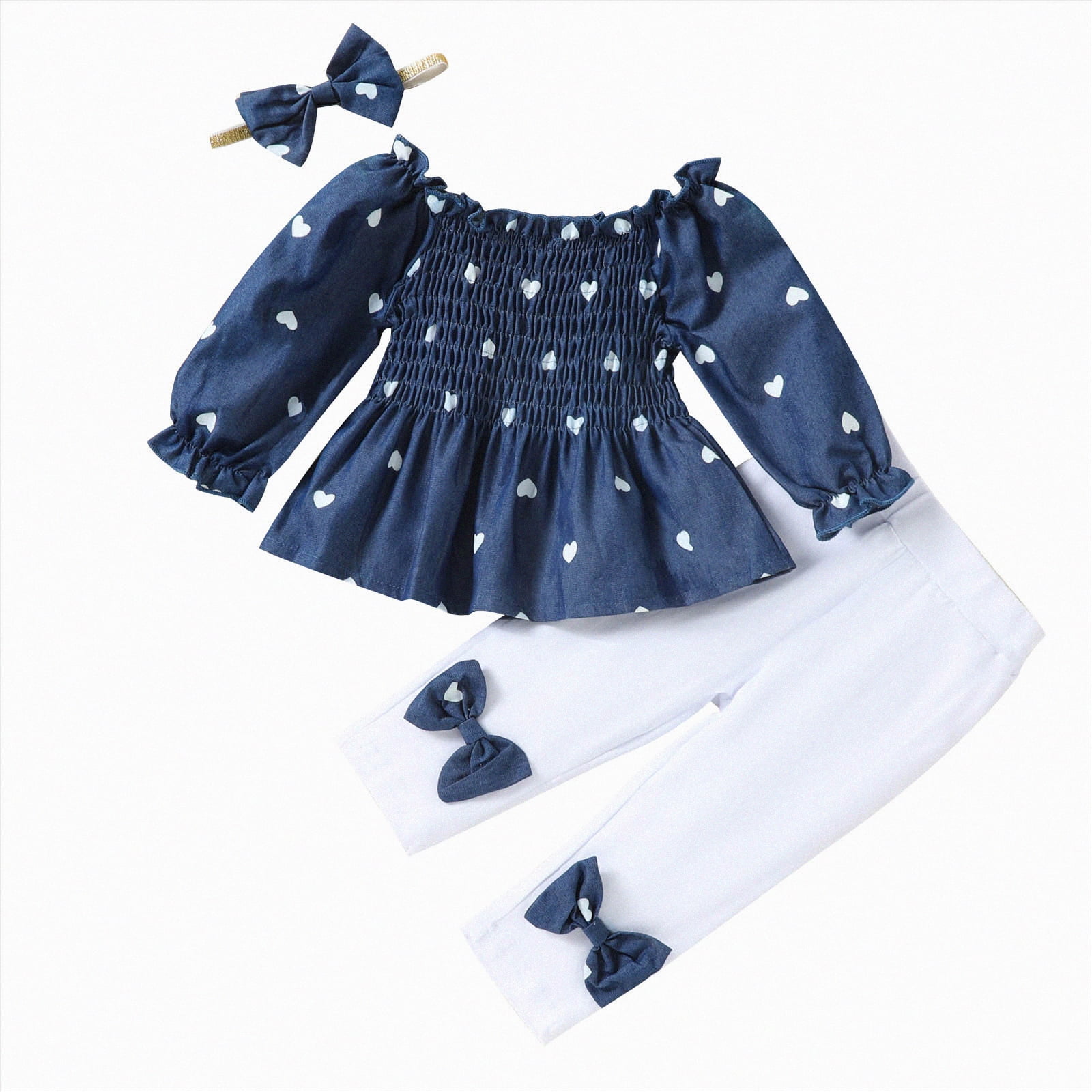 Gvdentm Baby Girl Clothes 12 Months Toddler Girl Outfits Ruffle Shirt ...