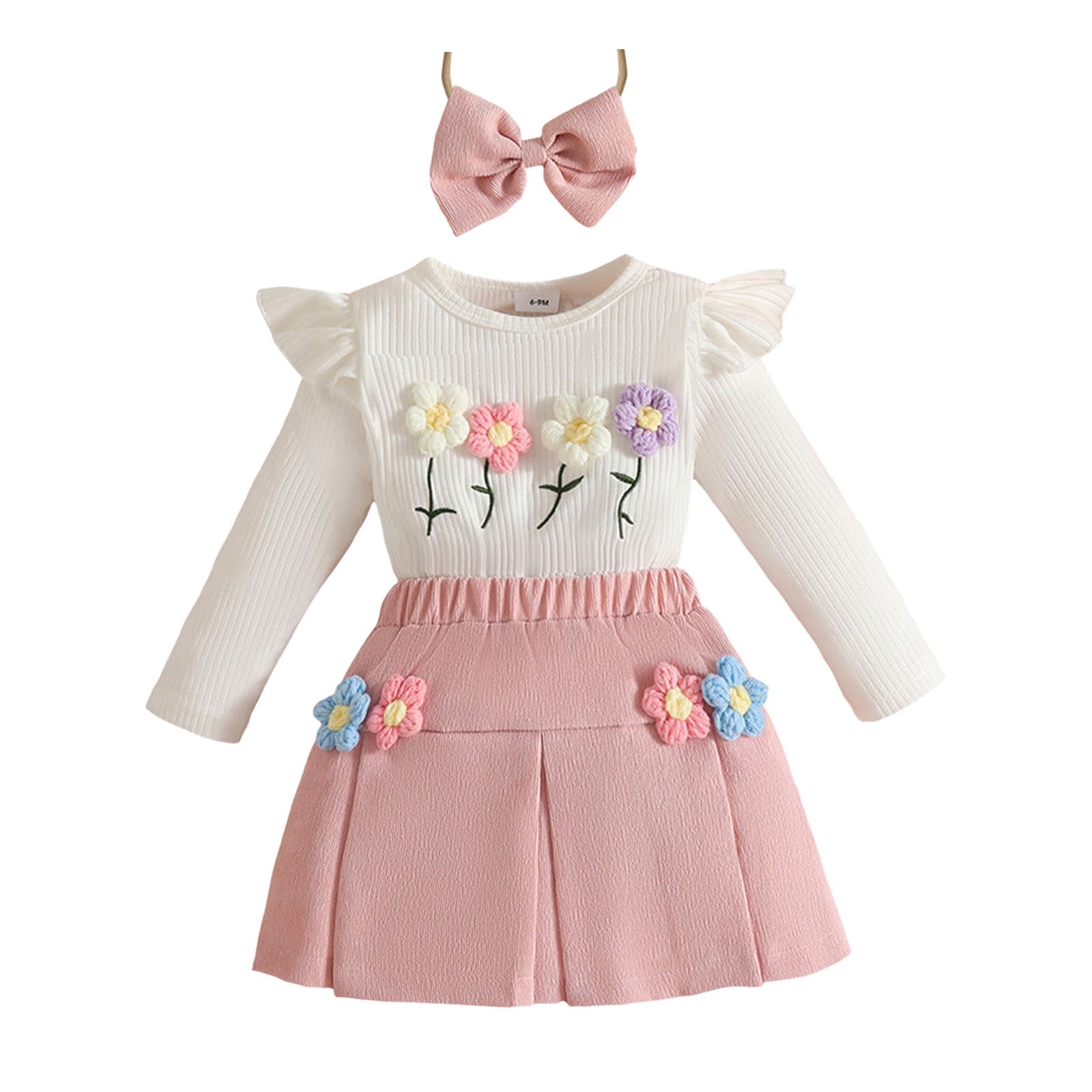 Gvdentm Baby Winter Clothes Fall Outfits 3D Flower Waffle Romper Cute ...