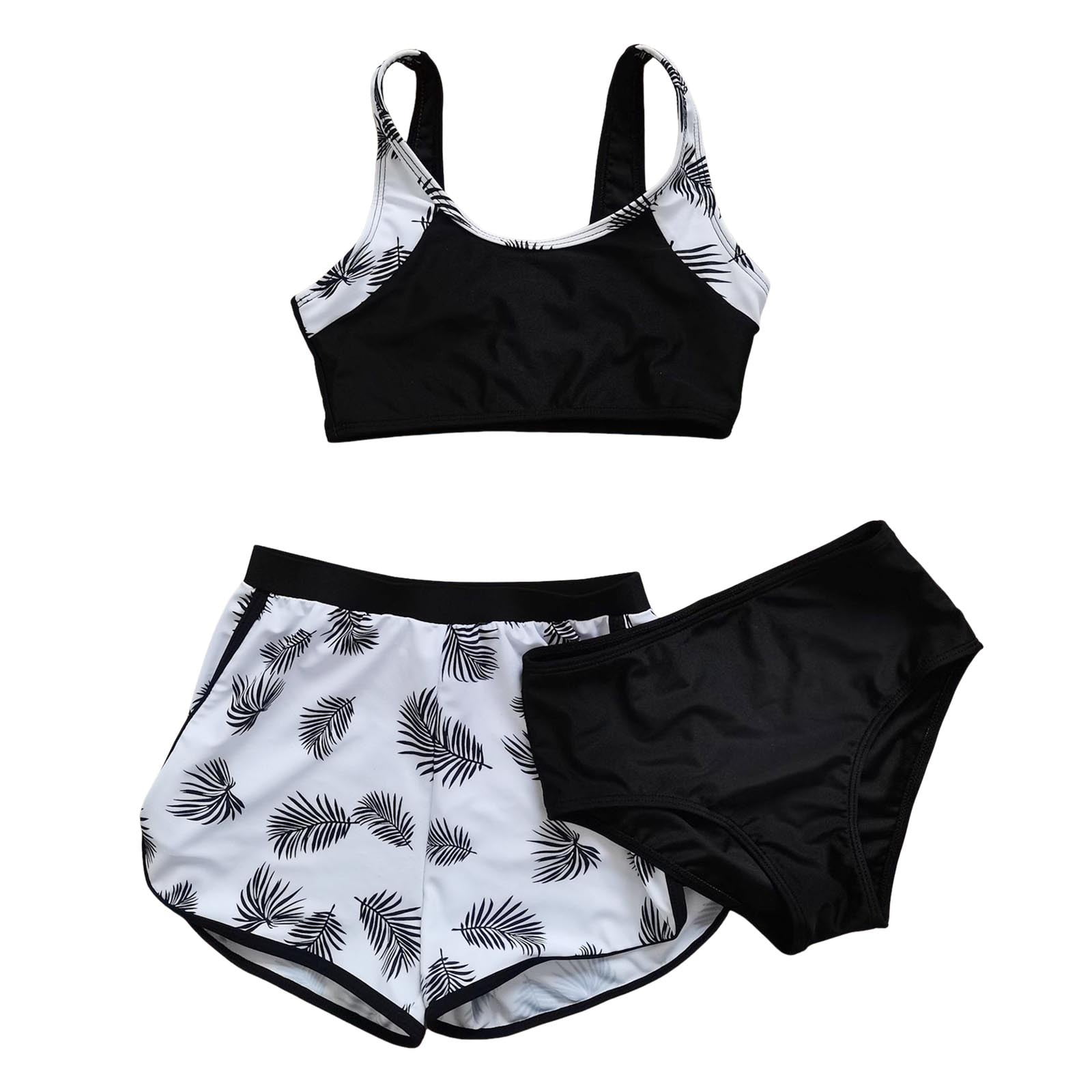 Gvdentm Bikinis for Kids Girls Swimsuit Bathing Suit Solid Color Twist ...