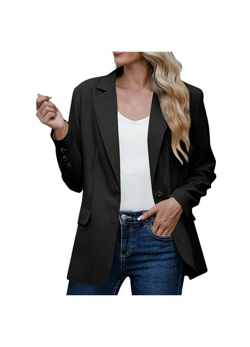 Made by Johnny Women's 3/4 Sleeve Blazer Open Front Cardigan Jacket ...