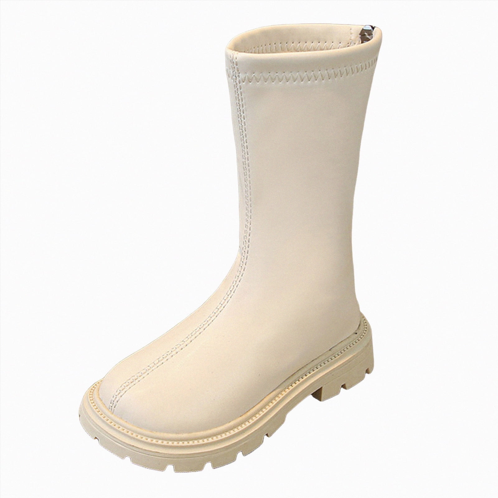Gvdentm Boots Girls Girls Mid-Calf Boots Chunky Low Heel Back Zip ...