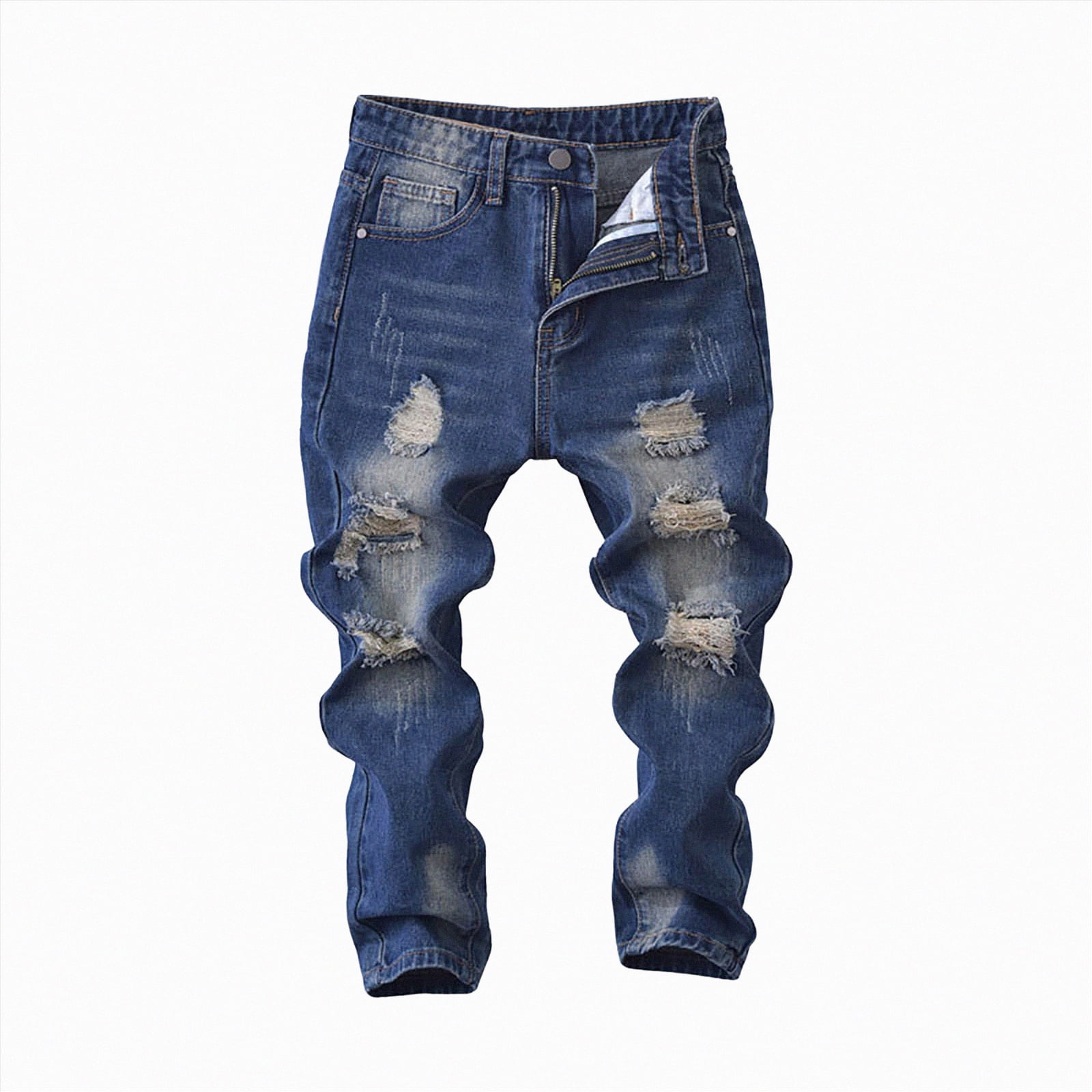 Gvdentm Boys Ripped Jeans Boy's Distressed Ripped Skinny Jeans(Dark ...