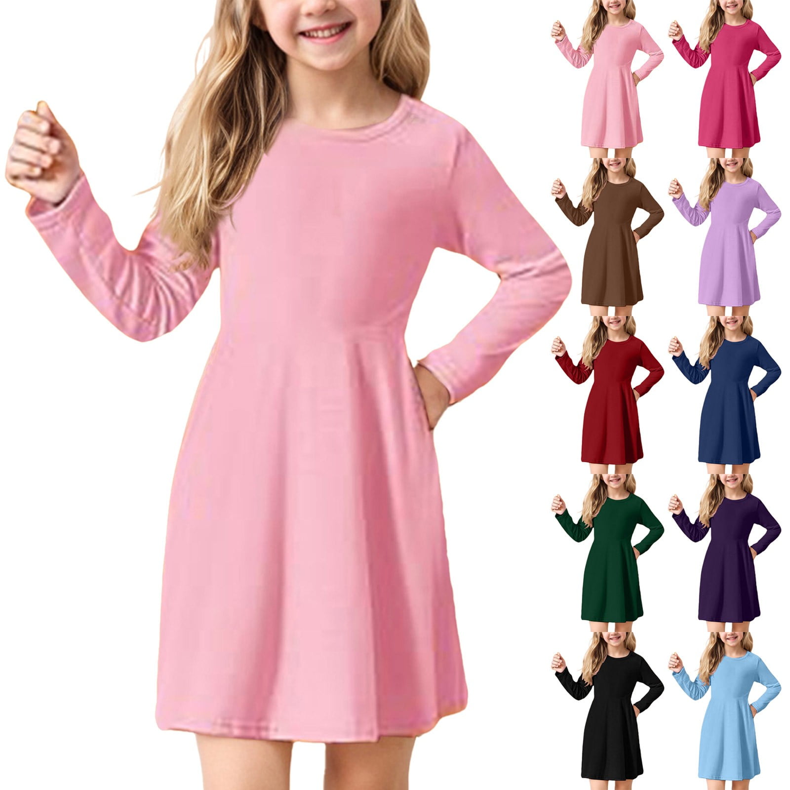 Gvdentm Easter Little Girl Dress Dresses Girls Long Sleeve T-Shirt ...