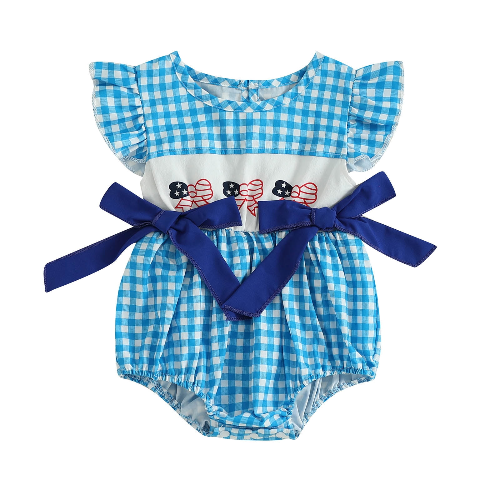 Gvdentm My First 4th Of July Baby Girl Outfit Newborn Smocked Bubble Romper Infant Memorial Day ...