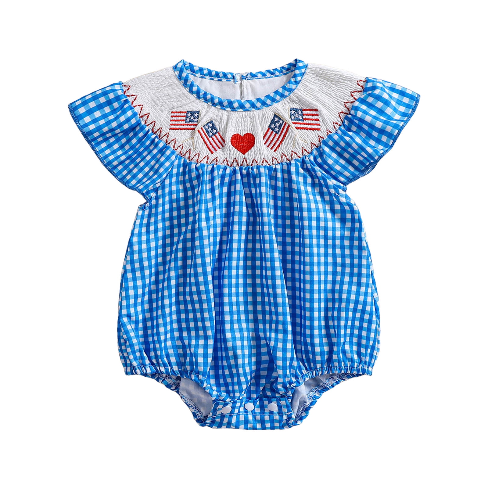 Gvdentm My First 4th Of July Baby Girl Outfit Newborn Smocked Bubble Romper Infant Memorial Day ...