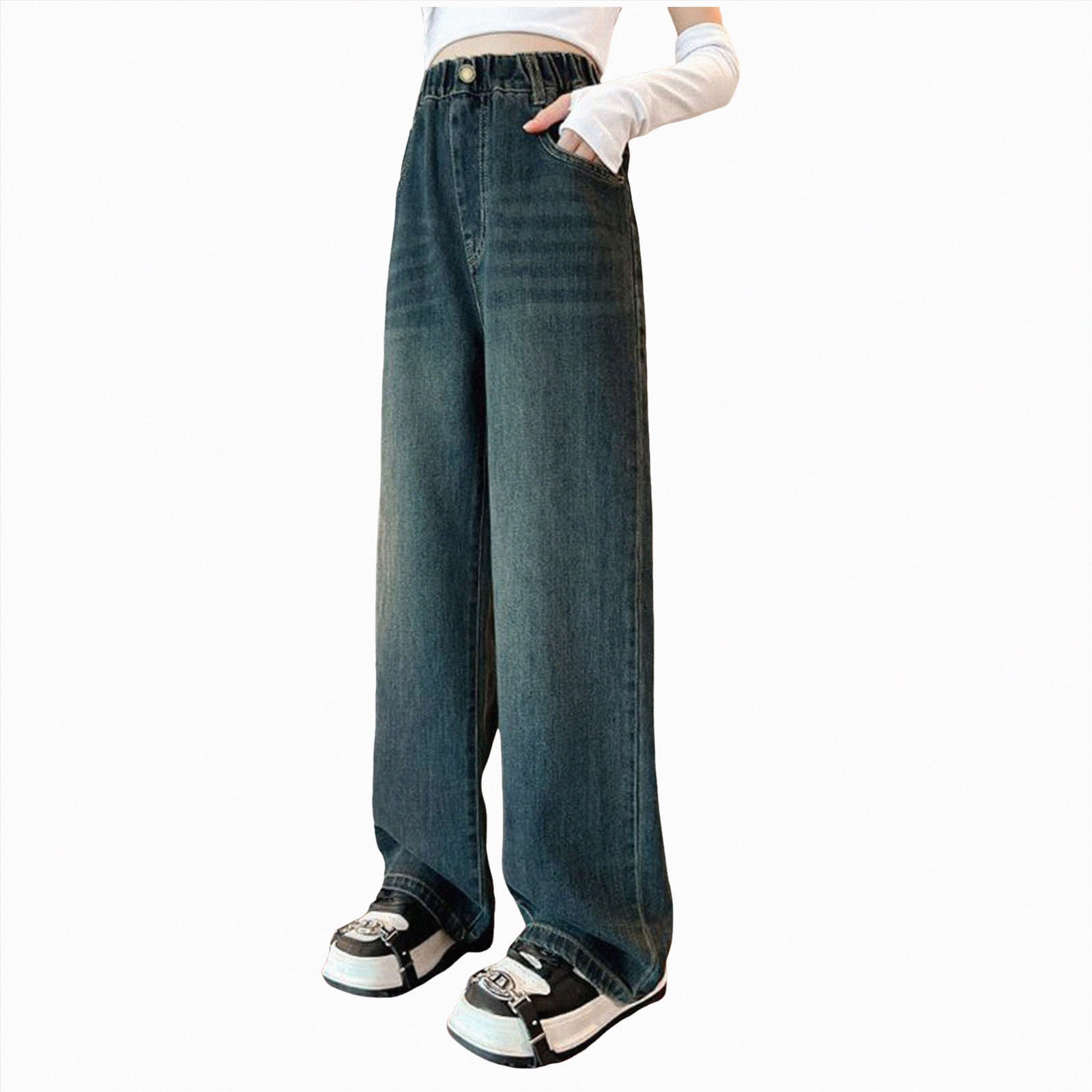 Gvdentm Girls Bootcut Jeans Girls Streetwear Denim Cargo Pants High ...