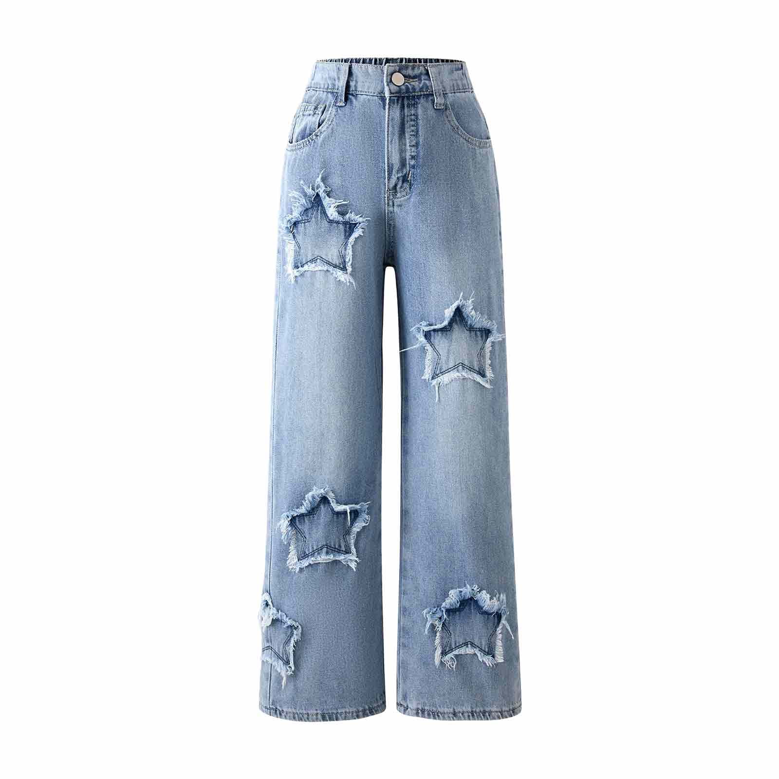 Gvdentm Girls Jeans Size 10 Girls Baggy Jeans Casual Wide Leg Denim ...