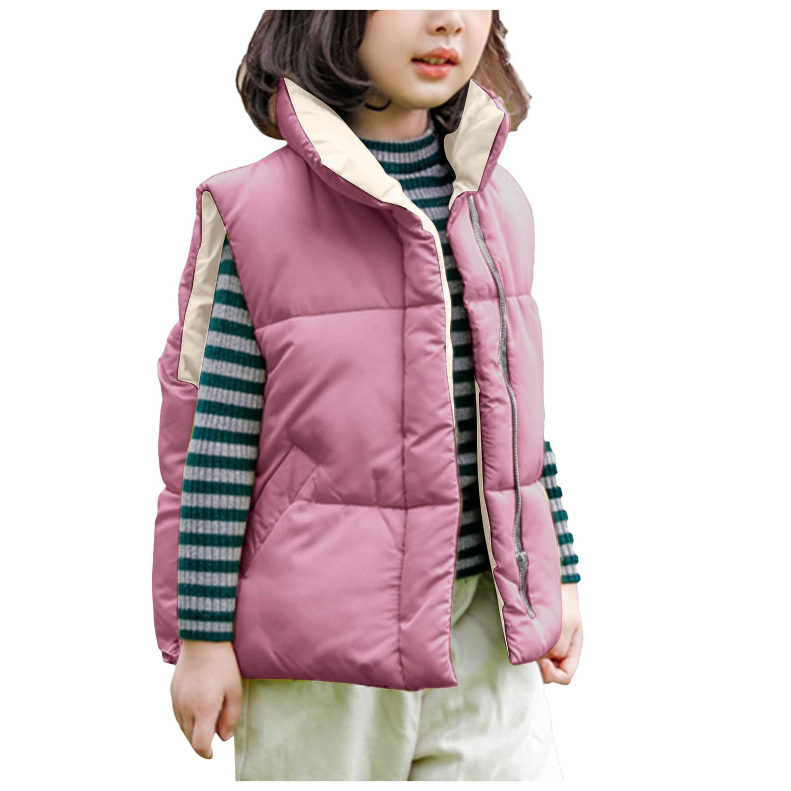 Gvdentm Girls Puffer Vest 18M-7T Kids Zip Up Padded Gilet Winter ...