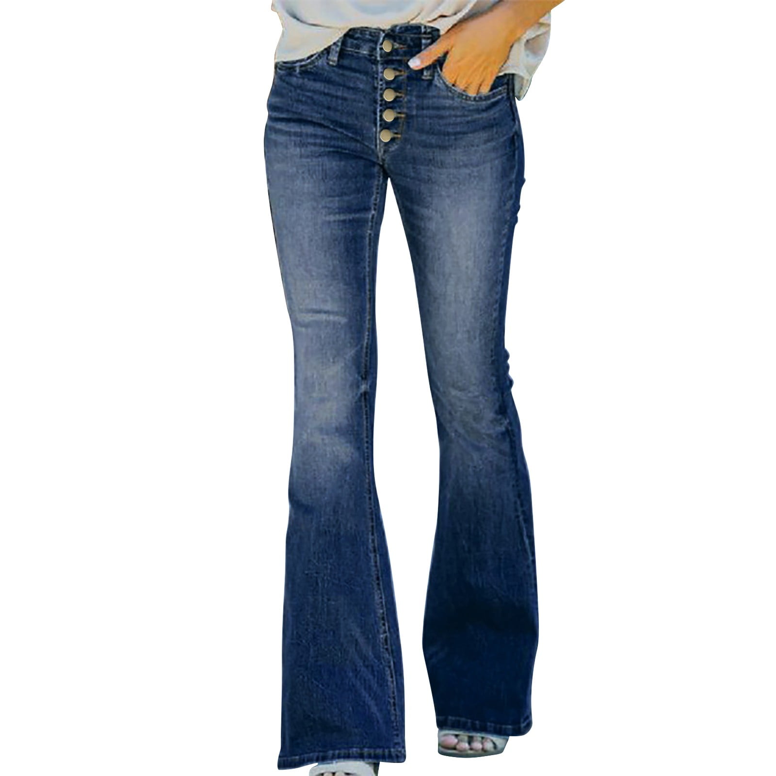 Gvdentm High Waisted Flare Jeans for Women Bell Bottom Jeans Wide Leg ...