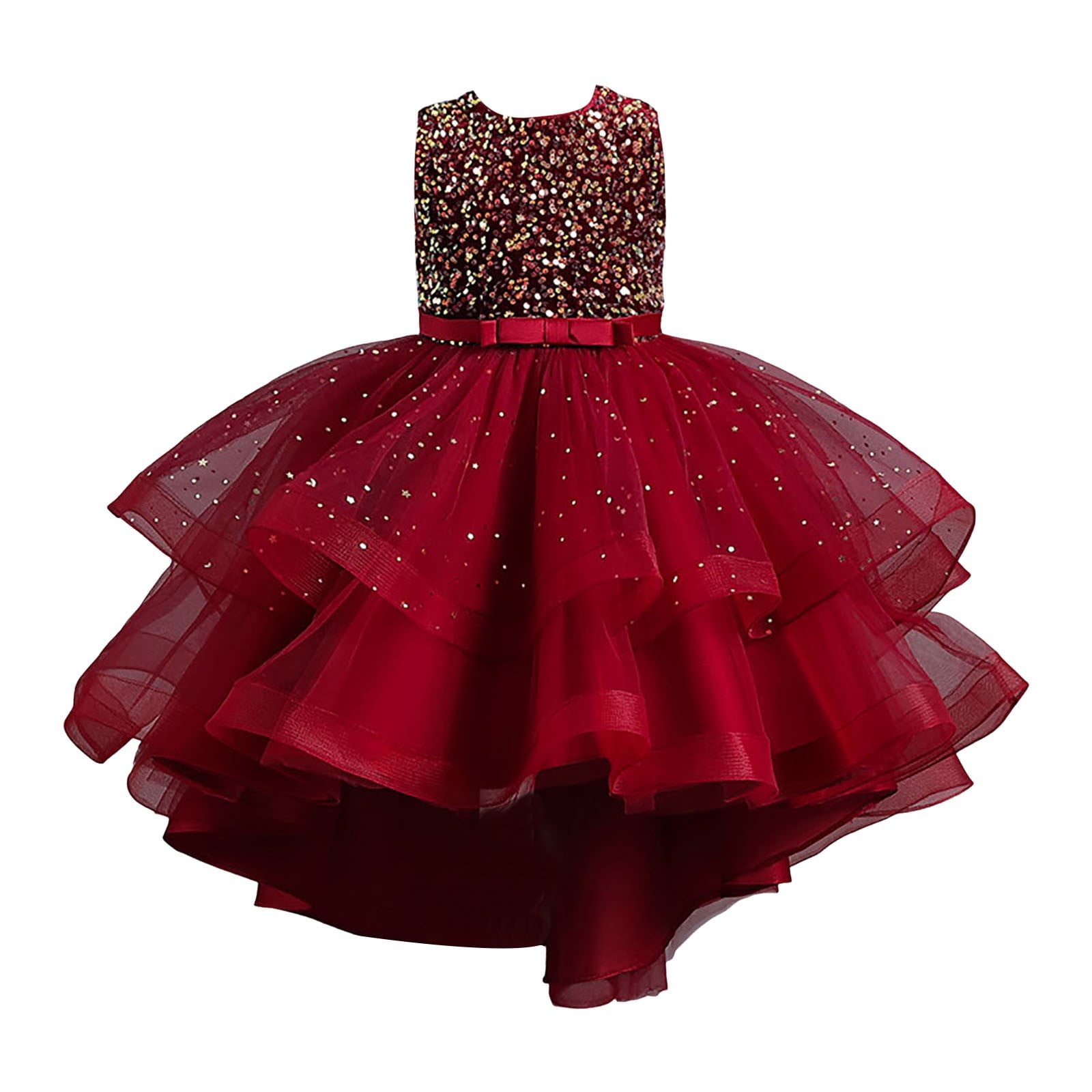 Gvdentm Little Girls Party Dresses Lace Back Full-Length Backless Tulle ...