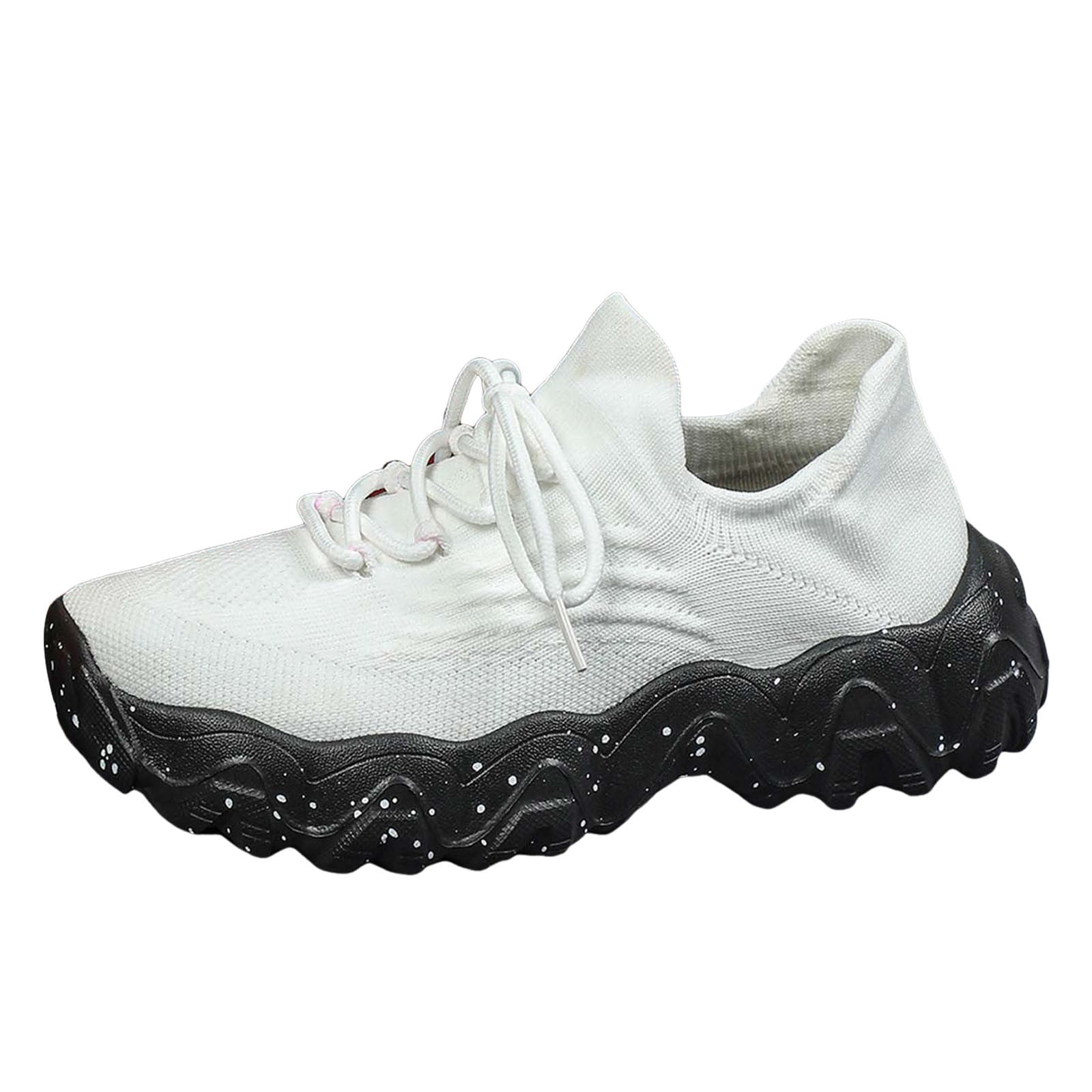 Gvdentm Memory Foam Sneakers for Women Mesh Solid Color Lace Up ...