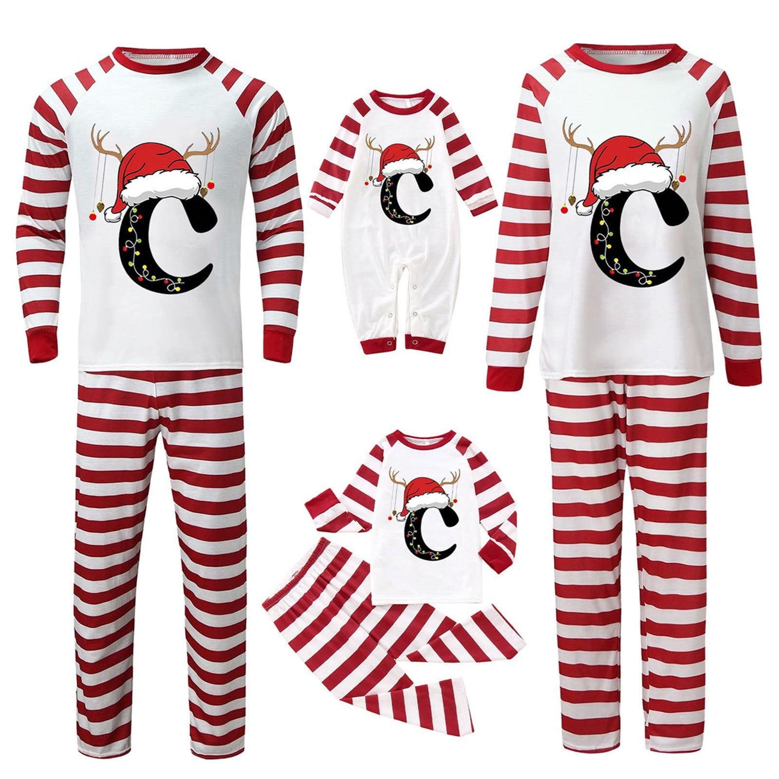 Gvdentm Pattern A-Z Christmas Pajamas for Family Christmas Pjs Matching ...