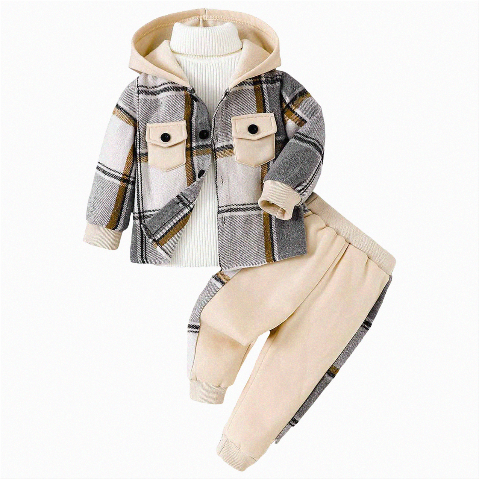 Gvdentm Toddler Baby Boys Clothes 3M-7T Flannel Lattice Button Hooded ...