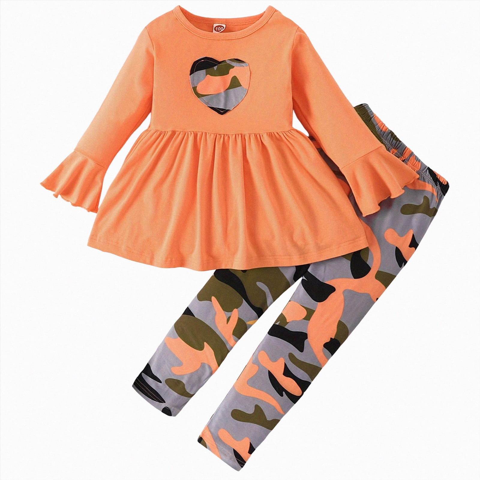 Gvdentm Toddler Girl Clothes 3T Floral Outfit Long Sleeve Shirt 2PC ...