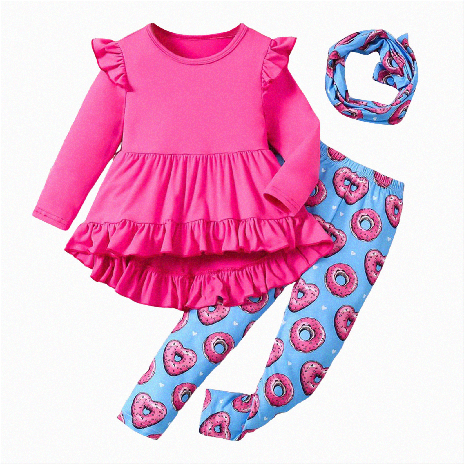 Gvdentm Toddler Girl Clothes 3T Floral Outfit Ruffle Sleeve Shirt with ...