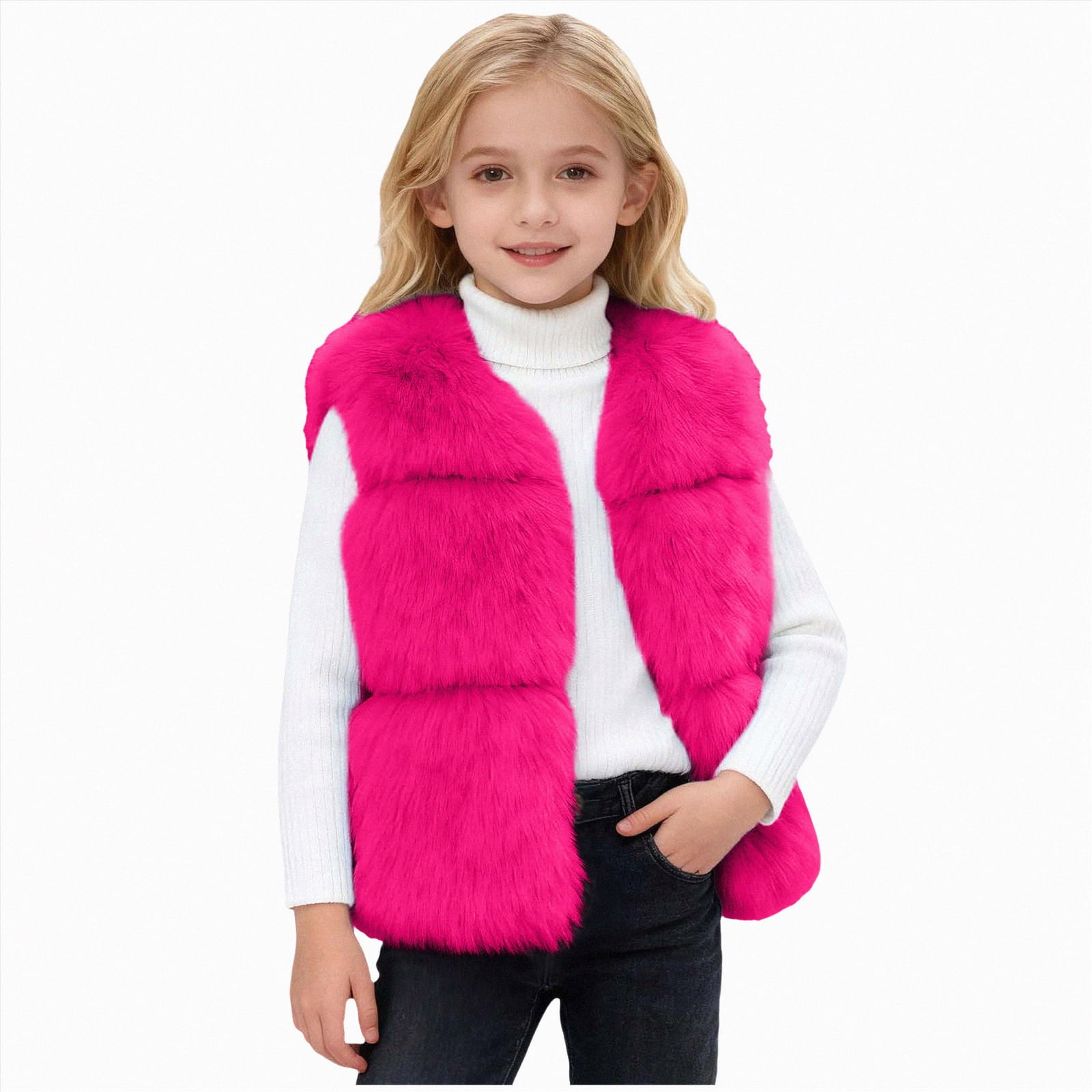 Gvdentm Vest Girls Fall Fashion Sleeveless Fuzzy Jacket Toddler Coats ...