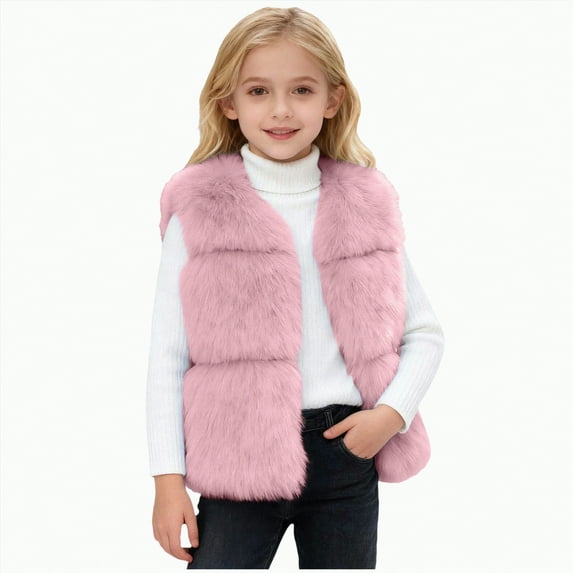 Gvdentm Vest Girls Fall Fashion Sleeveless Fuzzy Jacket Toddler Coats ...