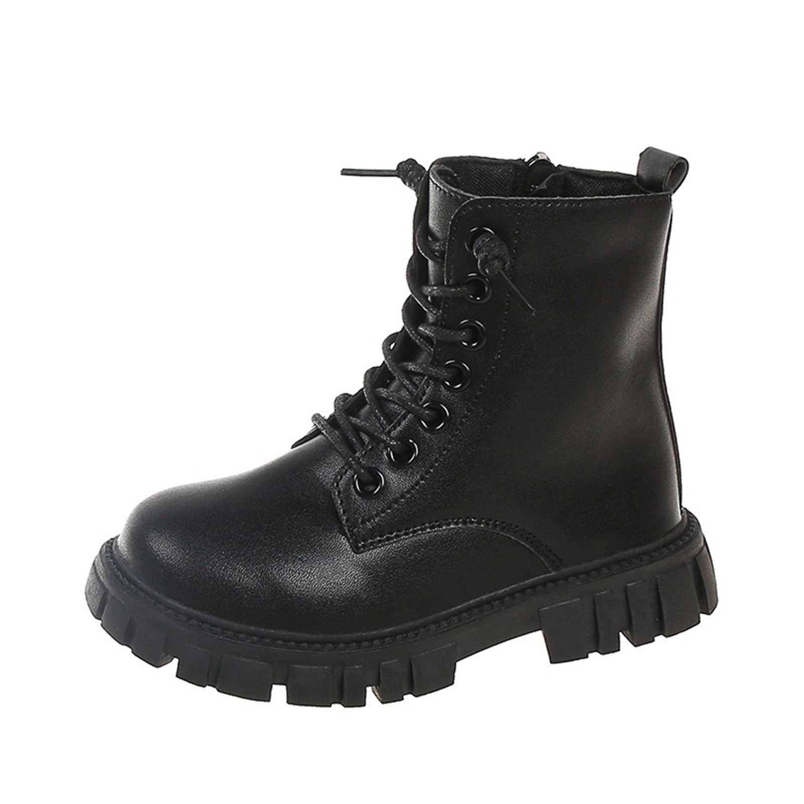 Gvdentm Winter Shoes for Kids Glitter Ankle Boots Lace Up Side Zipper ...