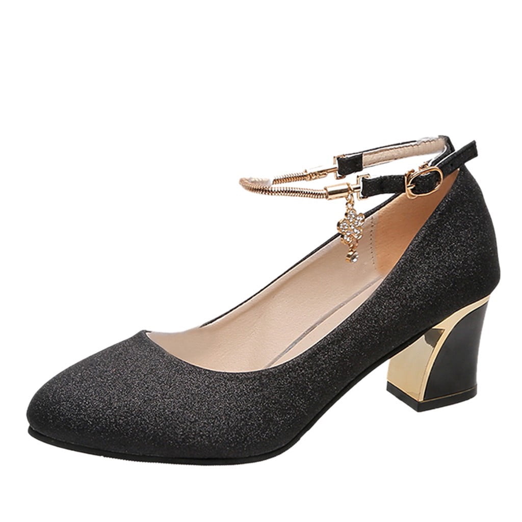 Gvdentm Women Pointed Closed Toe Low Heel Pumps Straps Satin Wedding ...