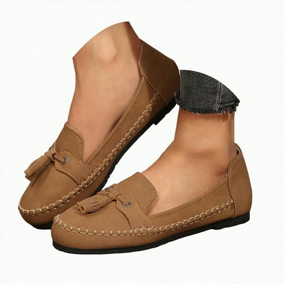 Gvdentm Women Shoes Flats White Women's Dress Flats Ballet Low Wedge ...