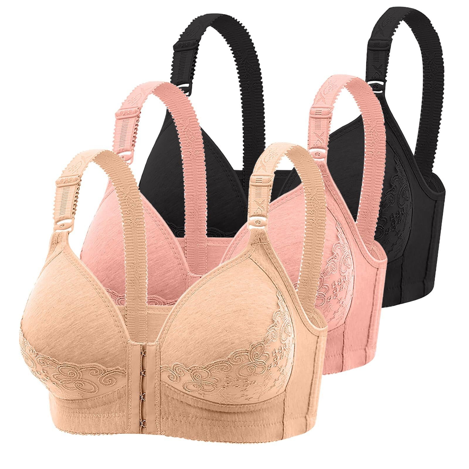 Gvdentm Women's Plus Size Lace Bras 3PC Full Coverage Lace Unlined ...