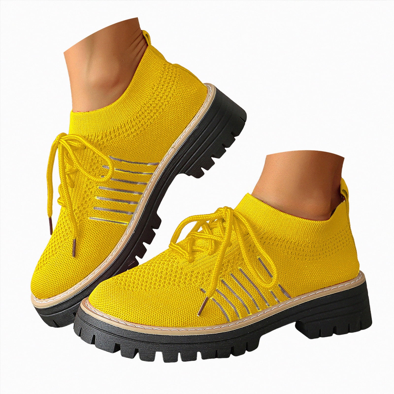 Gvdentm Women's Running Shoes Fashionable Colored Thick Sole Mesh ...