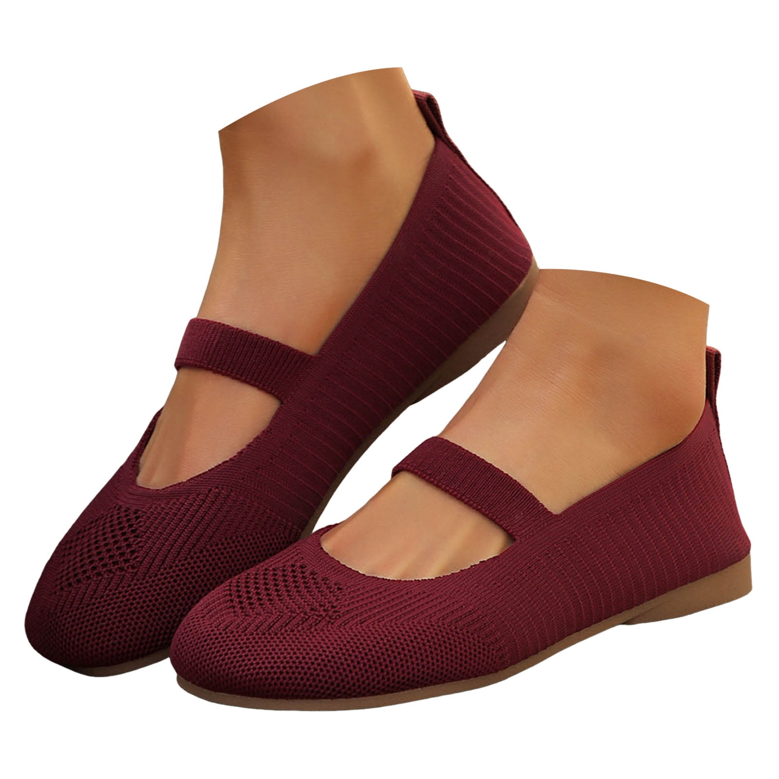 Gvdentm Womens Shoes Dressy Casual Women's Knit Pinted Toe Dress Flats ...