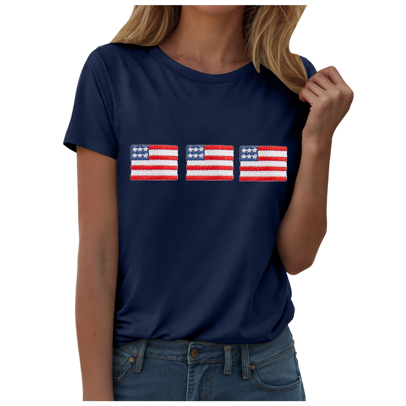 Gvdentm Womens Tee American Flag Crop Tops Women USA Crop Shirt ...