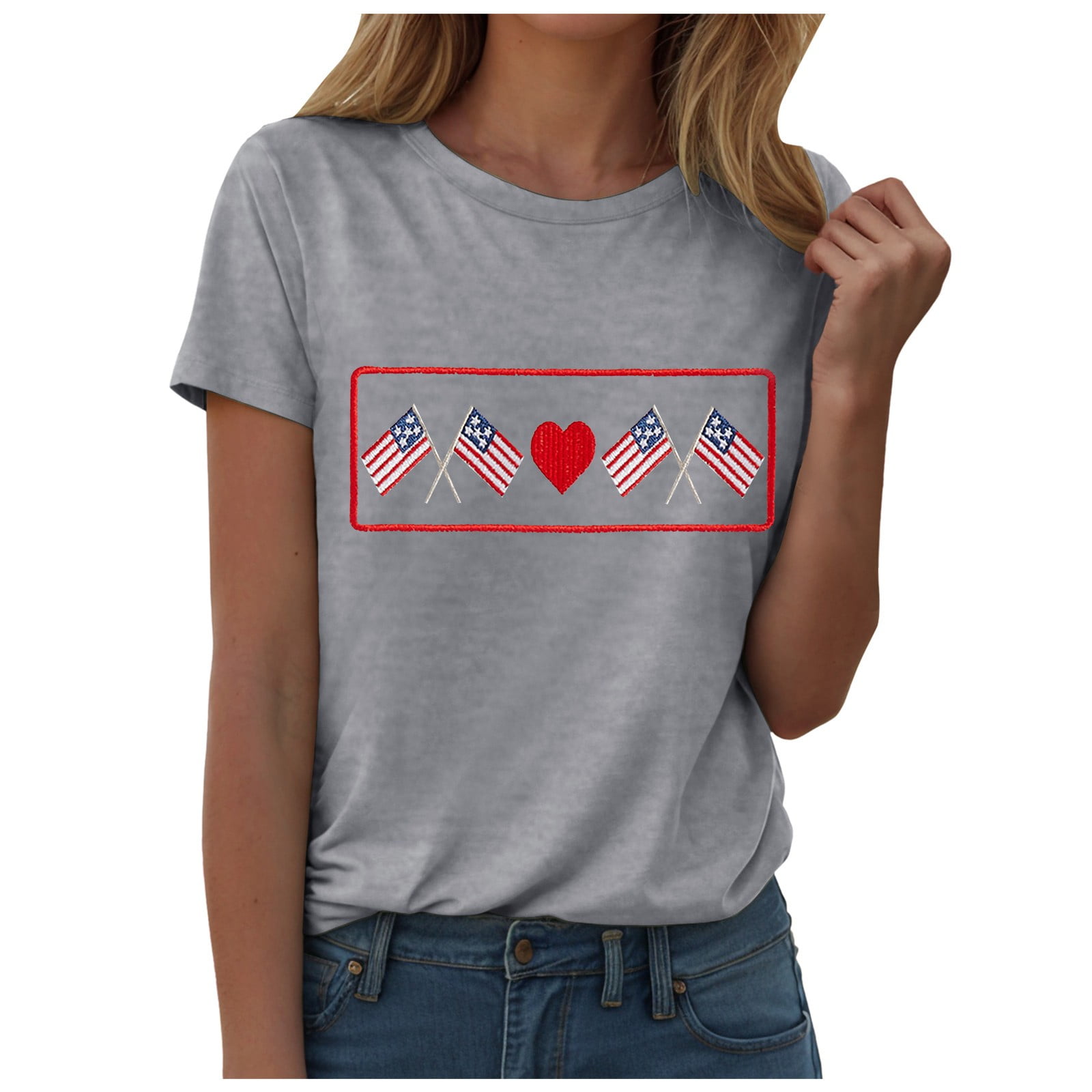 Gvdentm Womens Tee American Flag Crop Tops Women USA Crop Shirt ...