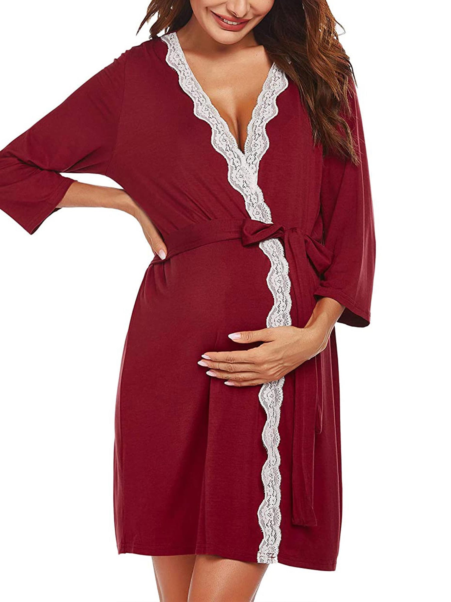Gvmfive Maternity Lace Robe Nursing Labor Delivery Gown Pregnancy ...