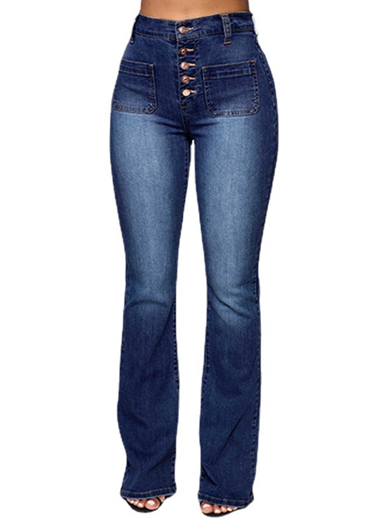Gvmfive Women Flared Bell Bottom Jeans High Rise Casual Work Bootcut ...