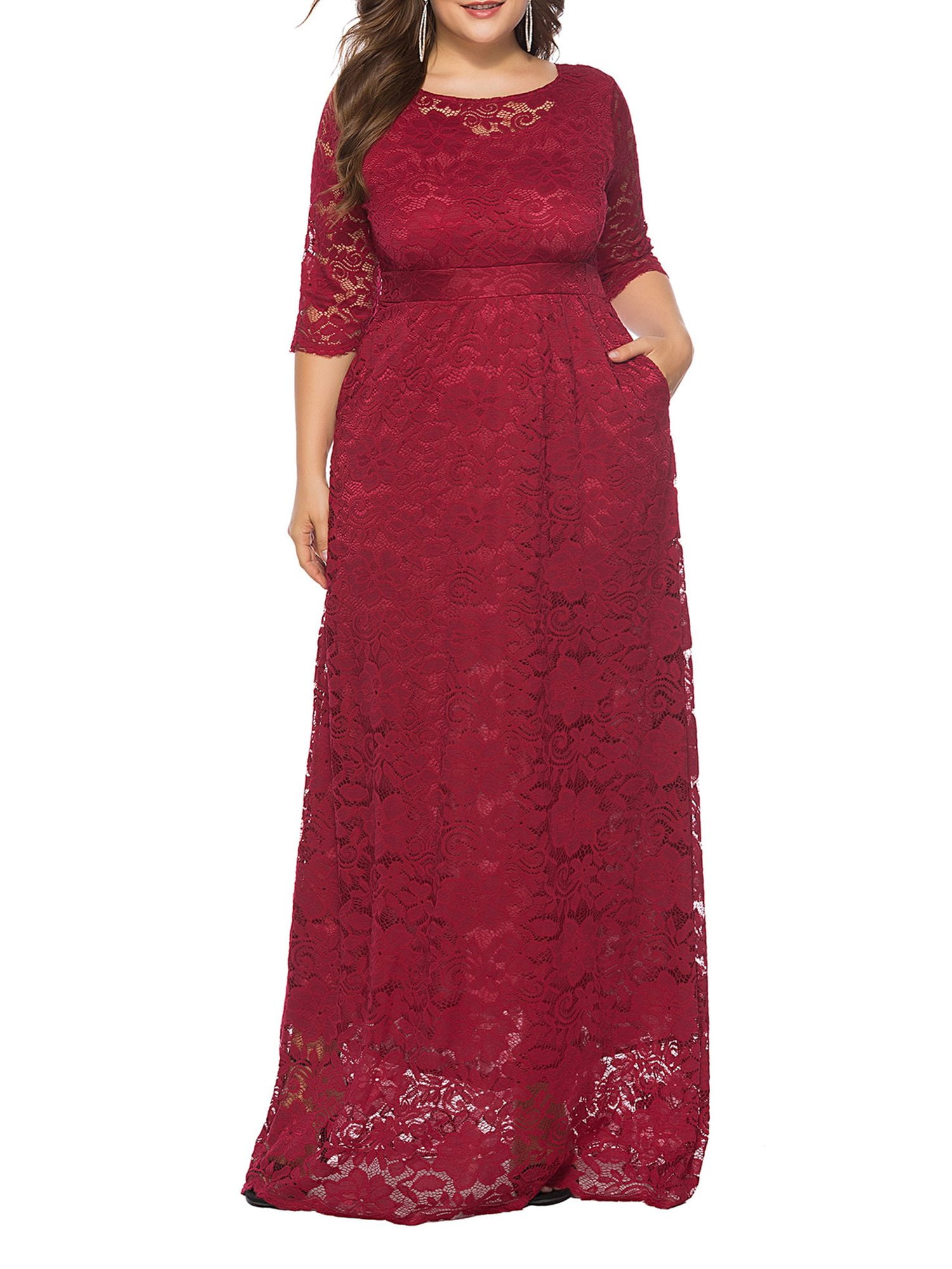 Gvmfive Women Plus Size Dresses Lace Half Sleeve Evening Party Formal Dress 5XL - Walmart.com