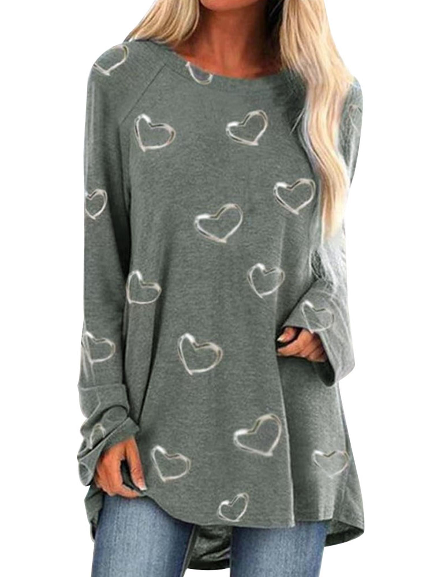 Gvmfive Women's Long Sleeve Printed Flowy Tunics Top - Walmart.com