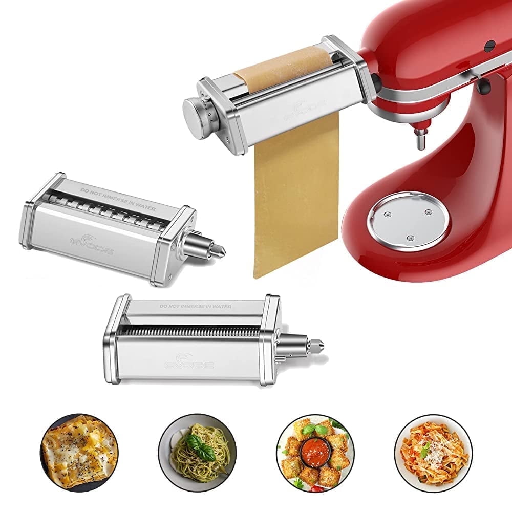 Gvode 3-Piece Pasta Roller & Cutter Set, Stainless Steel KitchenAid ...