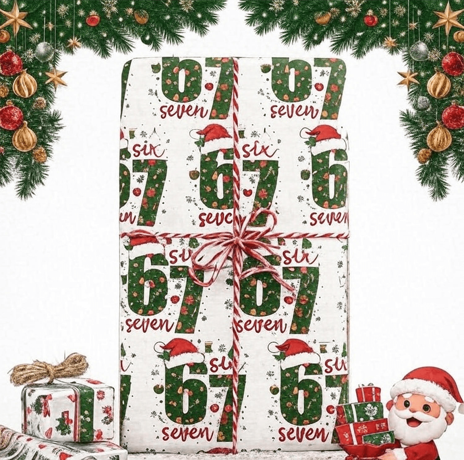 GvuoFny 19.6In*35.4In Unique 67 Meme Christmas Wrapping Paper Roll ...