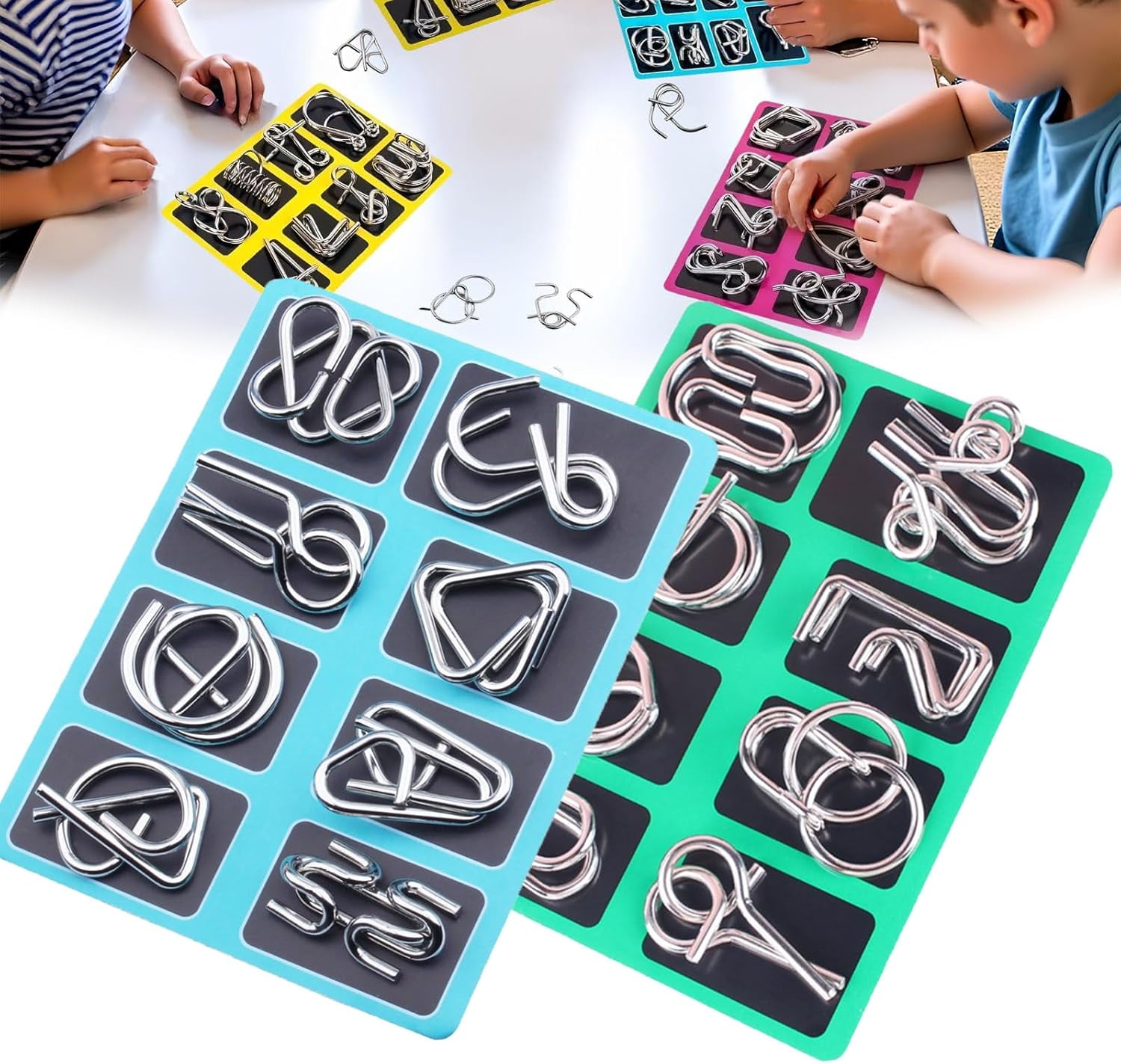GvuoFny 8/24Pack Metal Montessori Puzzle Solving, Steel IQ Games ...