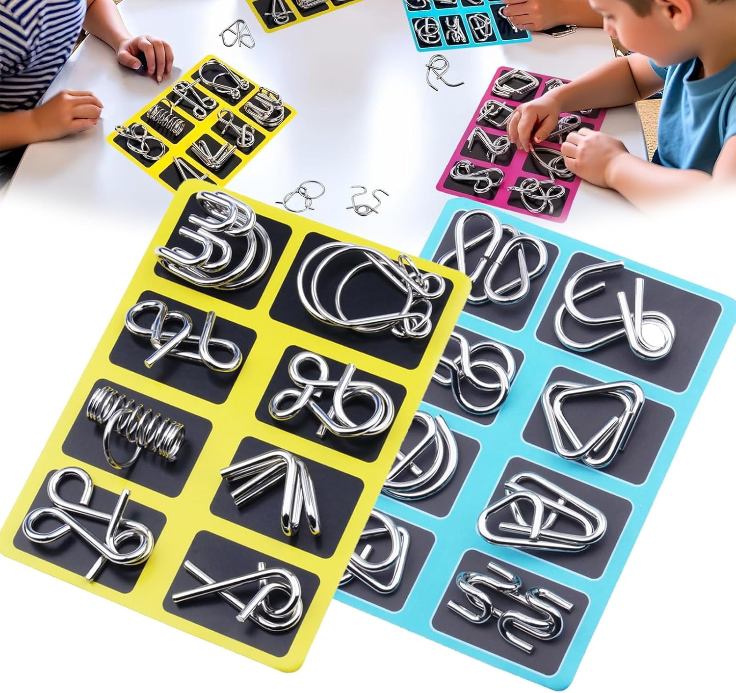 GvuoFny 8/24Pack Metal Montessori Puzzle Solving, Steel IQ Games ...