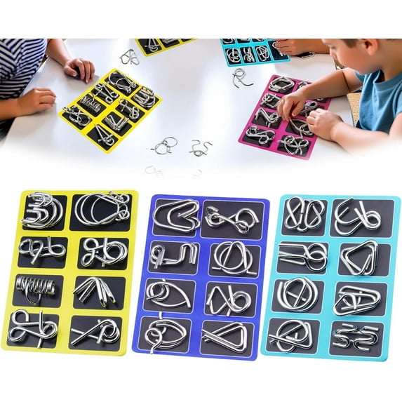 GvuoFny 8/24Pack Metal Montessori Puzzle Solving, Steel IQ Games ...