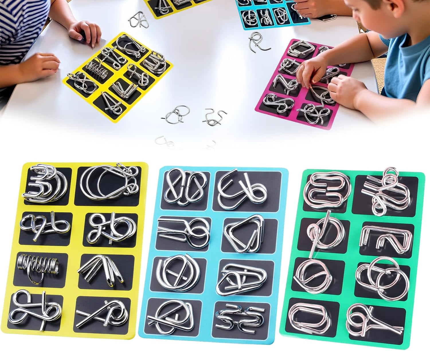 GvuoFny 8/24Pack Metal Montessori Puzzle Solving, Steel IQ Games ...