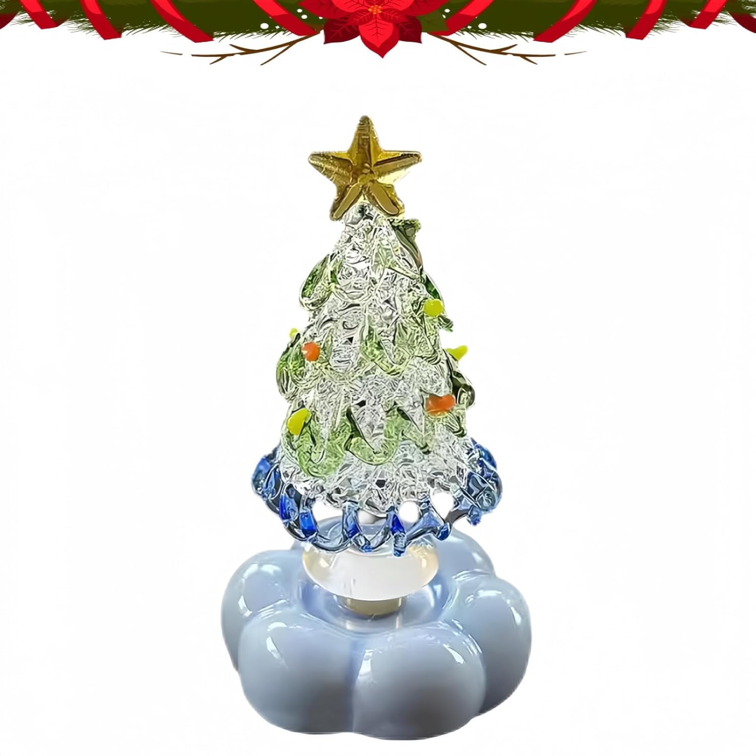 GvuoFny Handmade Rotatable Glass & Ceramic Christmas Tree Ornament ...