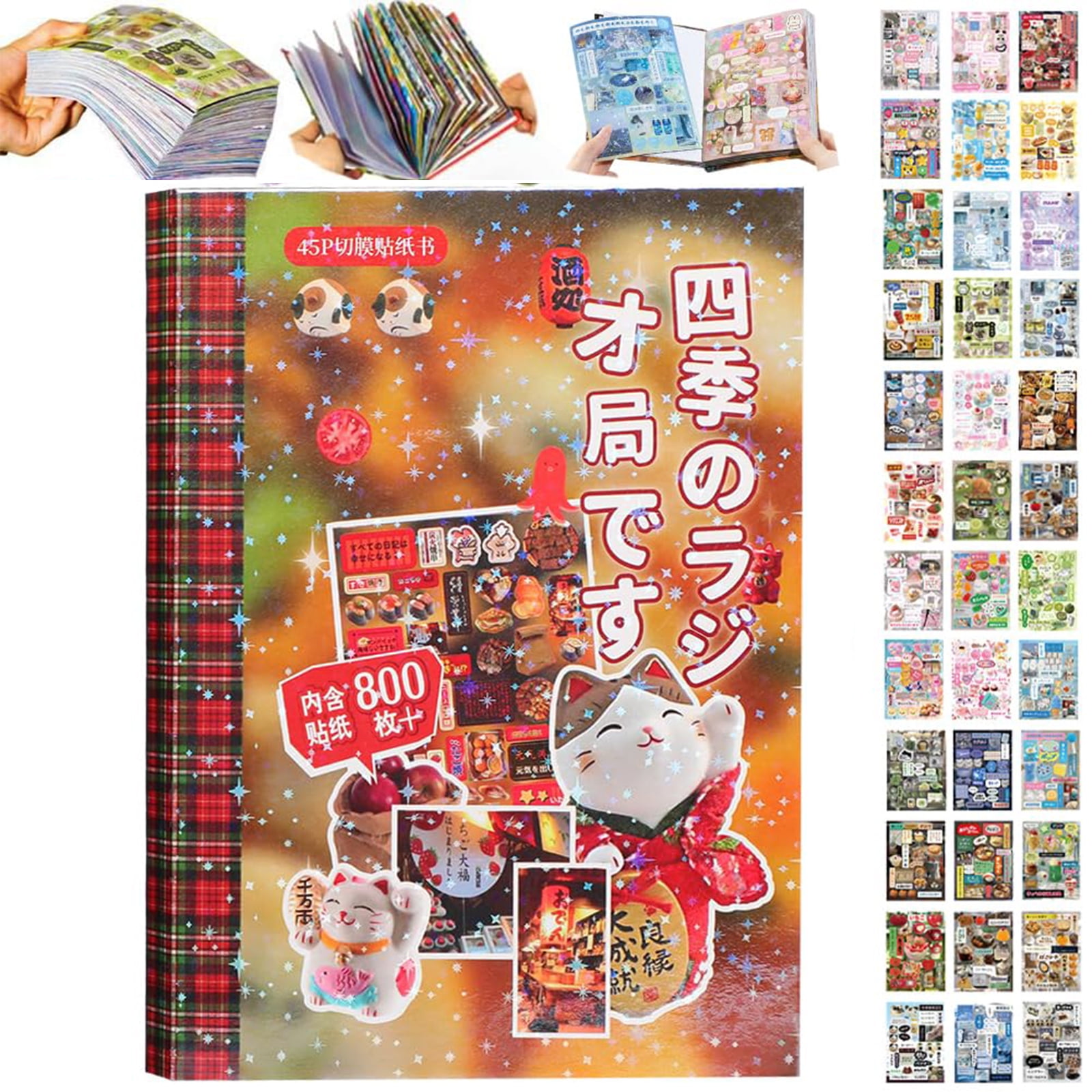 GvuoFny Japanese Sticker Book, 45-Page Retro Manga Style with 800 ...