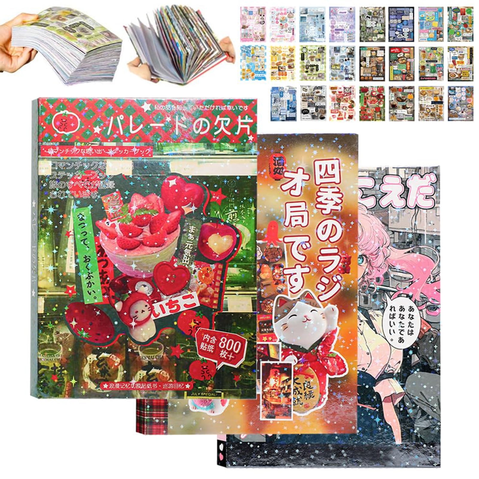 GvuoFny Japanese Sticker Book, 45-Page Retro Manga Style with 800 ...