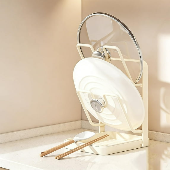 GvuoFny Kitchen Pot Lid Storage Rack, Countertop Pot Lid Organizer with ...