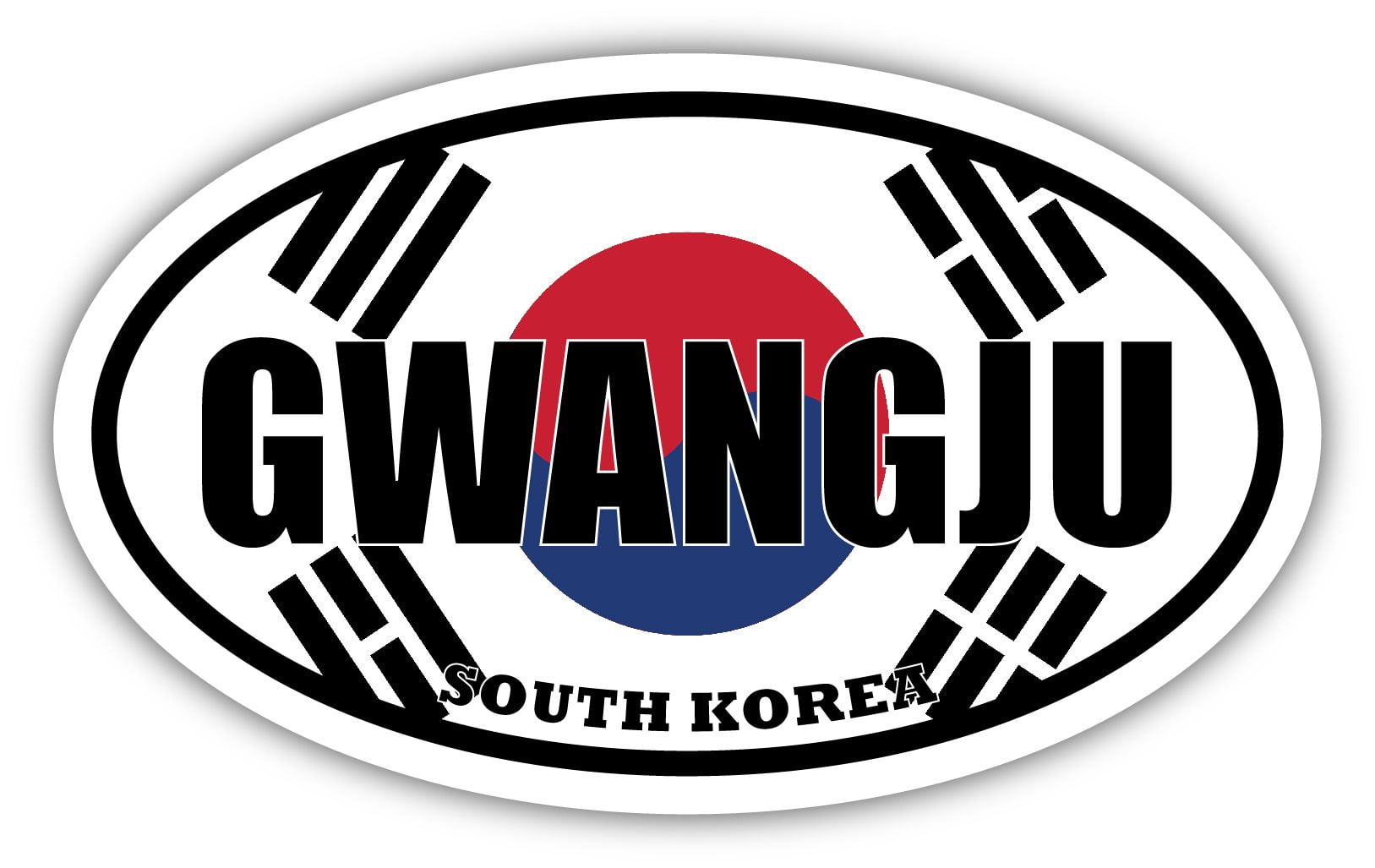 Gwangju South Korea Flag Oval Decal Vinyl Bumper Sticker 3x5 inches ...