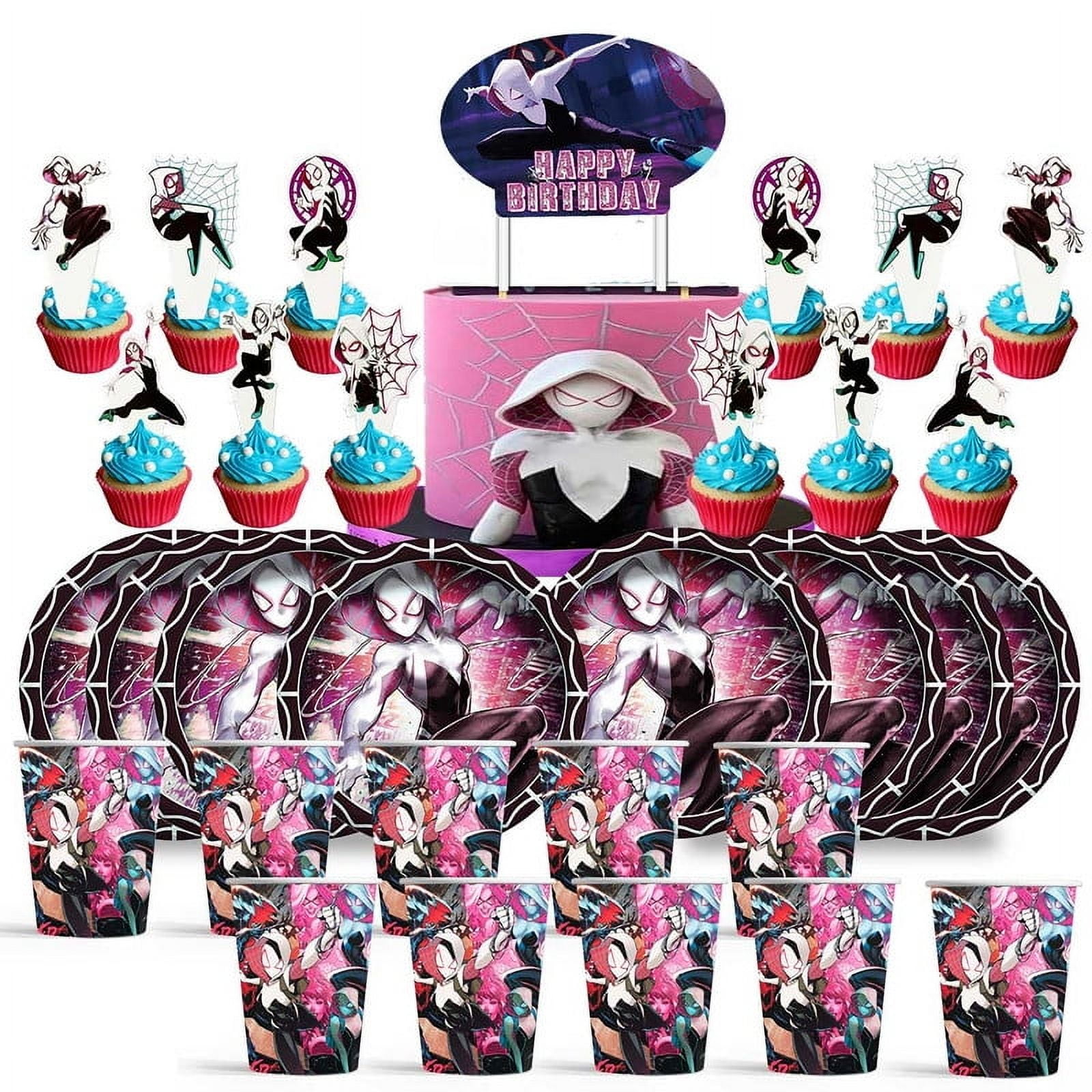 Gwen Spider Girl Birthday Cups Party Supplies Plates Fans Decorations ...
