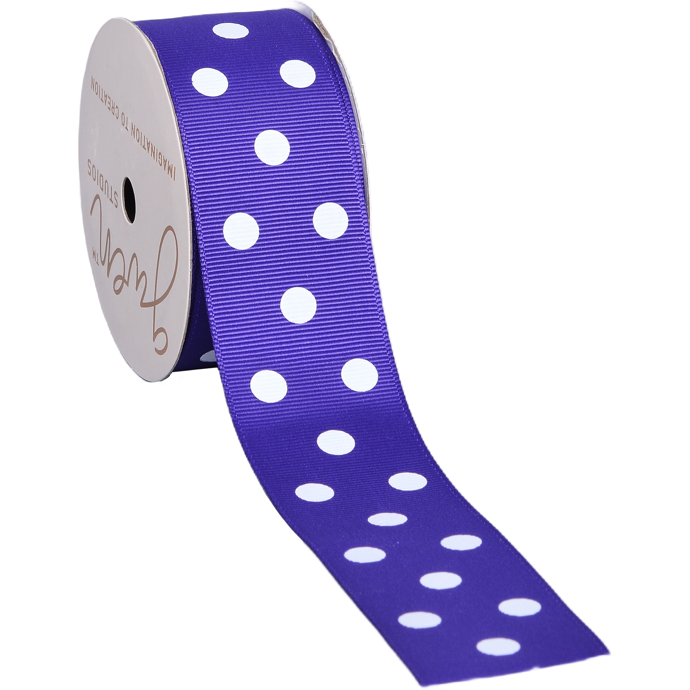Gwen Studios 1.5" Purple with White Dots Grosgrain Ribbon, 3 Yards ...