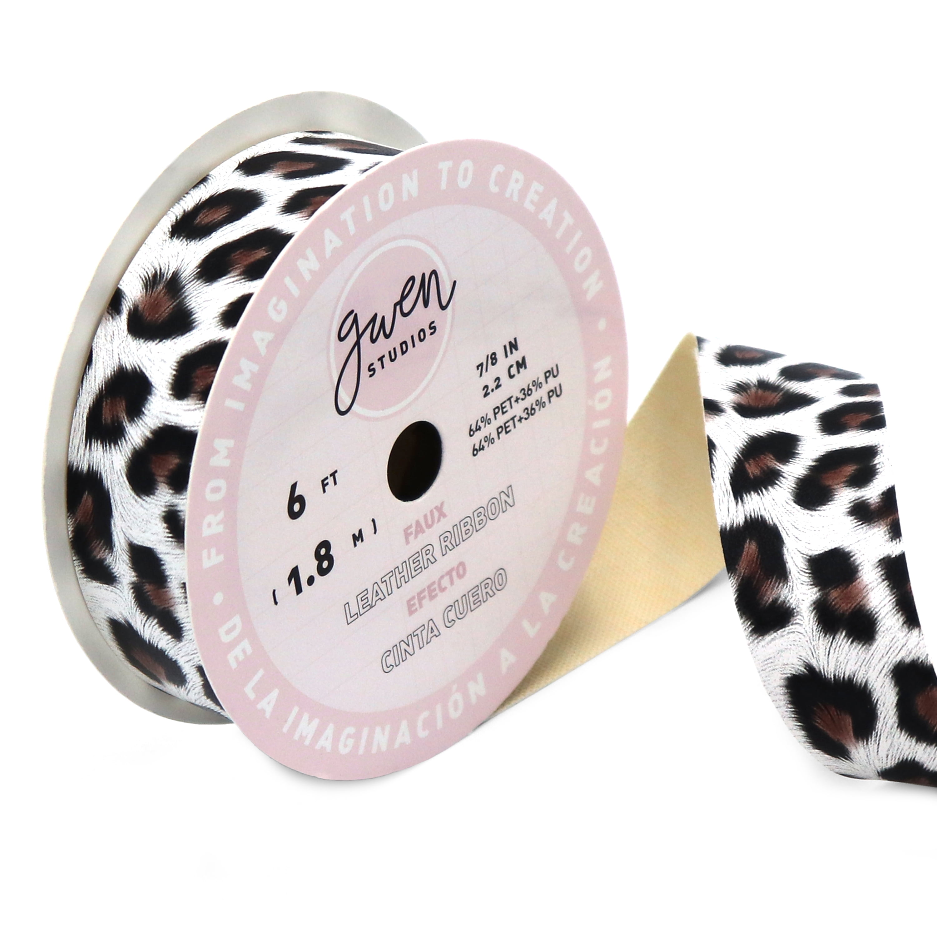 Gwen Studios 7/8" White and Brown Faux Leather Animal Print Leopard Fur ...