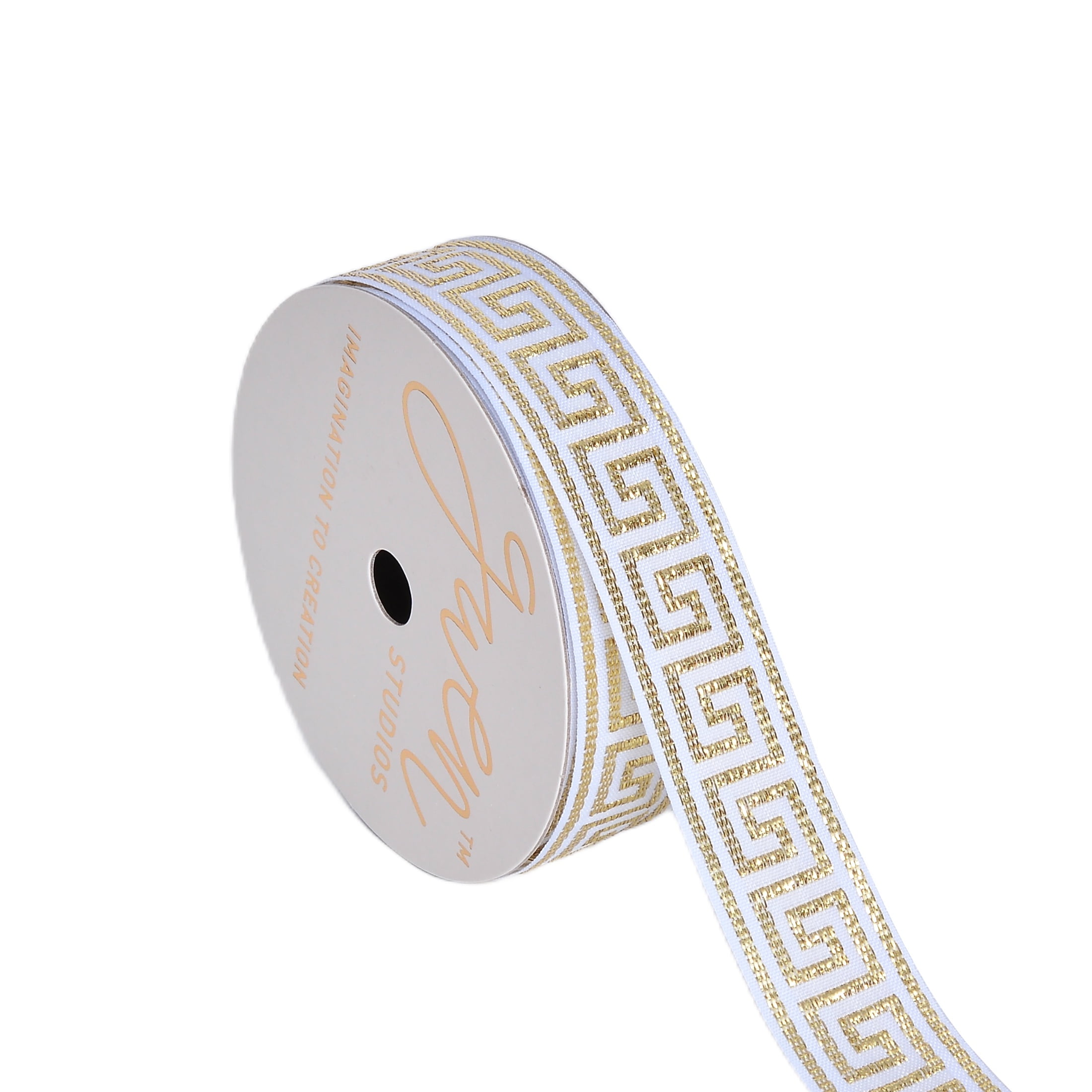 Gwen Studios 7/8" White and Gold Jacquard Ribbon, 3 Yards - Walmart.com