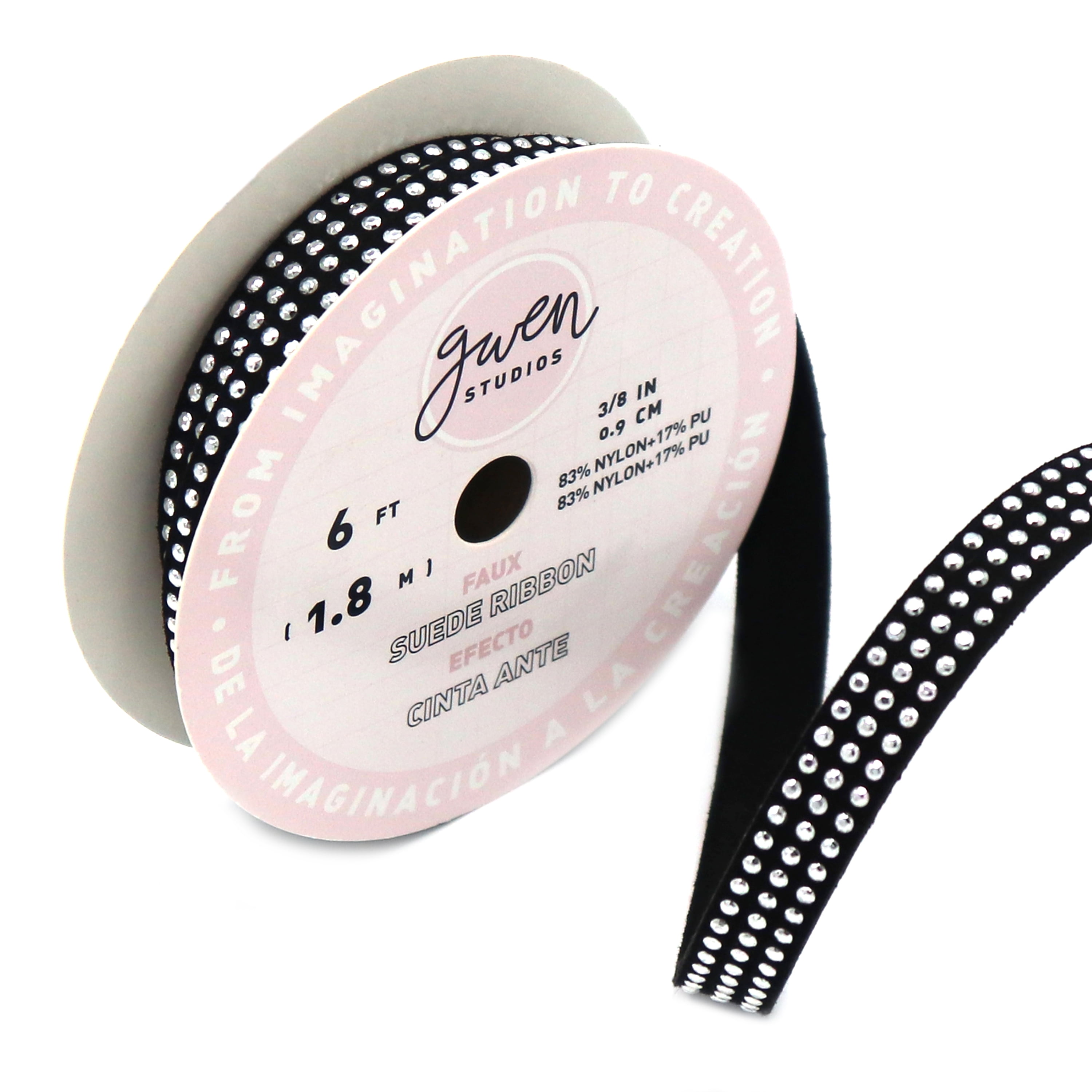 Gwen Studios Black Faux Leather Metal Studded Trim, Small Silver Studs ...